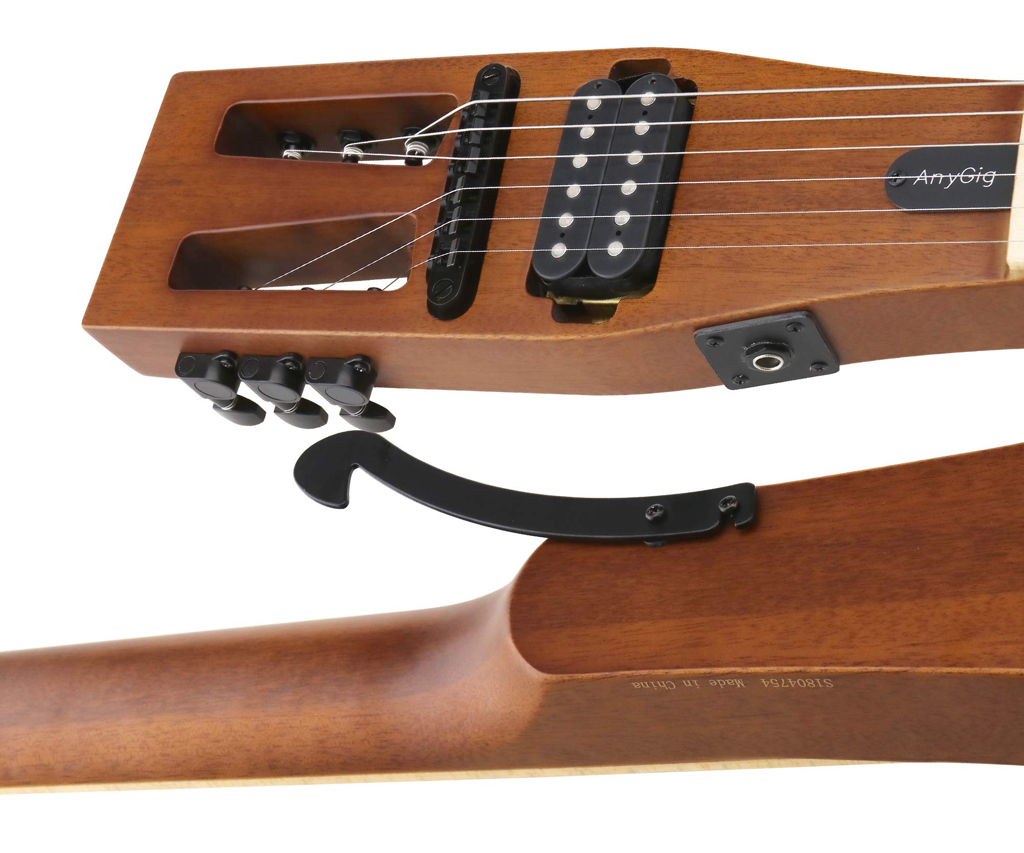 Anygig Electric Guitar Practice Portable Travel 82CM 1.6KG Brown Matte Sapele Mahogany 25.5" Full Scale with Gigbag Right Handed Gift Idea