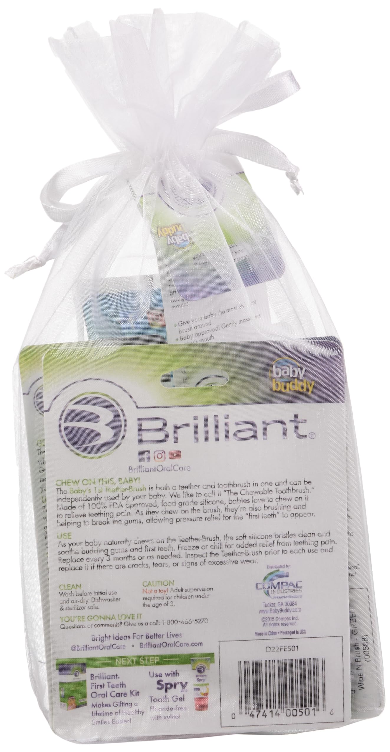 Brilliant Infant Oral Care Set by Baby Buddy, 5 PC, Includes Tooth Gel, Finger Toothbrush, Wipe-N-Brush, Baby's 1st Toothbrush, Baby Toothbrush, Silicone Bristle Toothbrush - Teethers, Green