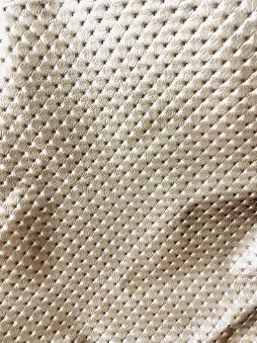 FABRICS FOREVER - Faux Leather Diamond Embossed Stitch Rose Gold Silver Upholstery Fabric by The Yard - 54ββ Wide | Silver Vinyl Fabric Material Faux Leather Sheets for DIY, Upholstery Crafts