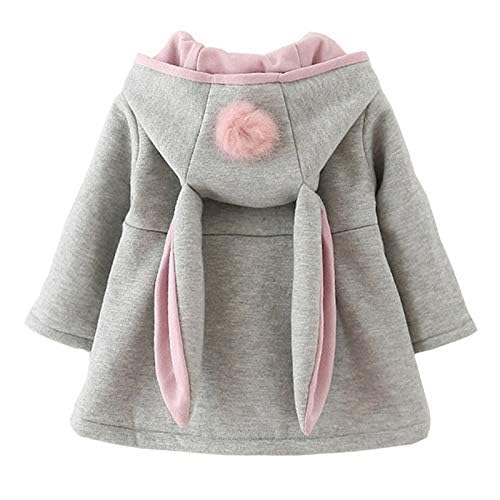 CoKate Infant Baby Girl Fall Winter Hooded Coat Sweet Rabbit Jackets Outerwear (Grey, 12-18 Months)