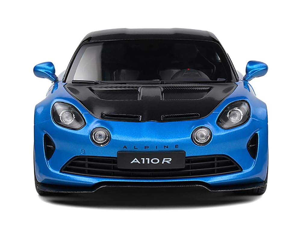 2023 Alpine A100 Radicale Blue Metallic with Carbon Hood and Top 1/18 Diecast Model Car by Solido S1801619