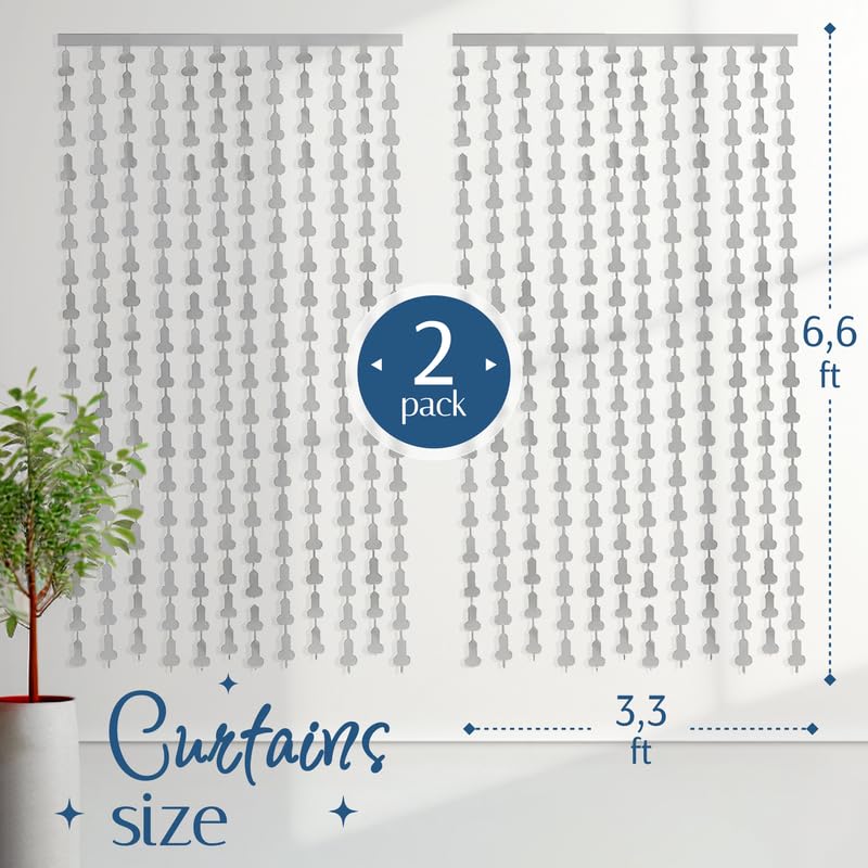 2 Pack Spicy Shining Silver Bridal Shower Backdrop - Foil Curtains - Creative Bachelorette Party Decorations - Bridal Shower Decor for Photoshoots - 3.3 x 6.6 Ft
