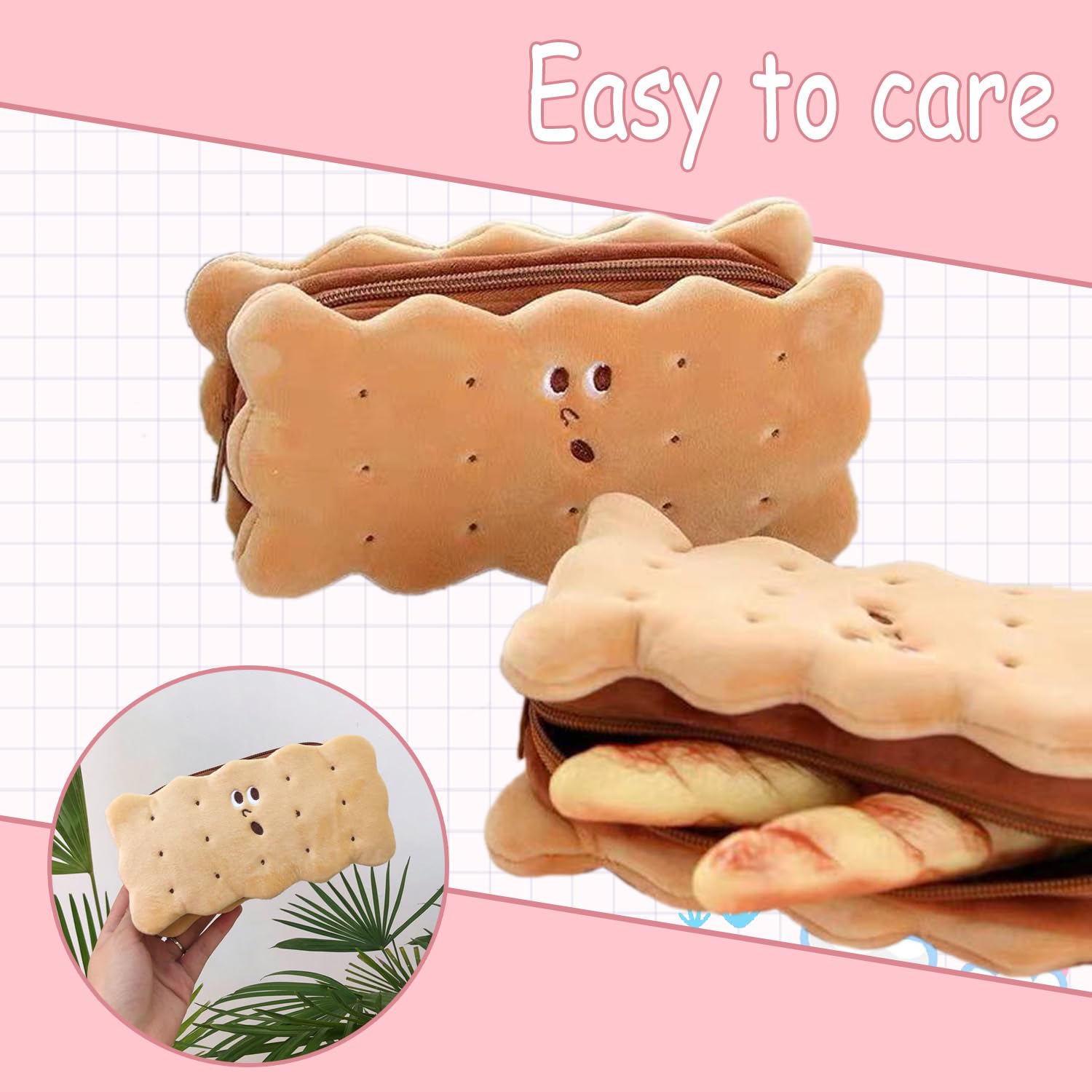 ACEIOT Cute Pencil Case for Kids, Cookies Pencil Bag, Large Capacity Pencil Pouch, Aesthetic Pencil Case Pouch, Preppy Pencil Case for School Students, Stationery Storage Bag