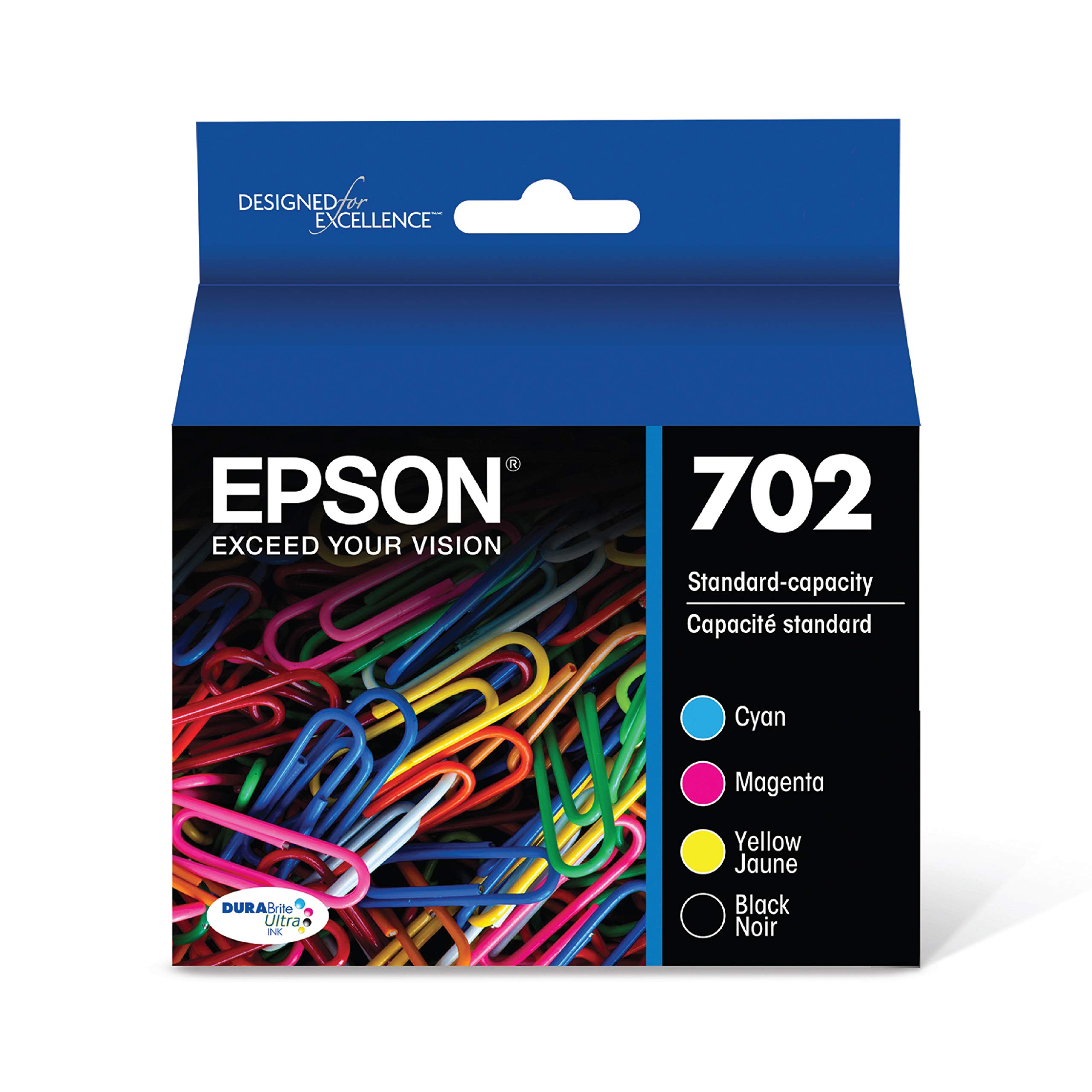 Epson T702120-BCS DURABrite Ultra Black and Color Combo Pack Standard Capacity Cartridge Ink & T702XL120-S DURABrite Ultra Black High Capacity Cartridge Ink
