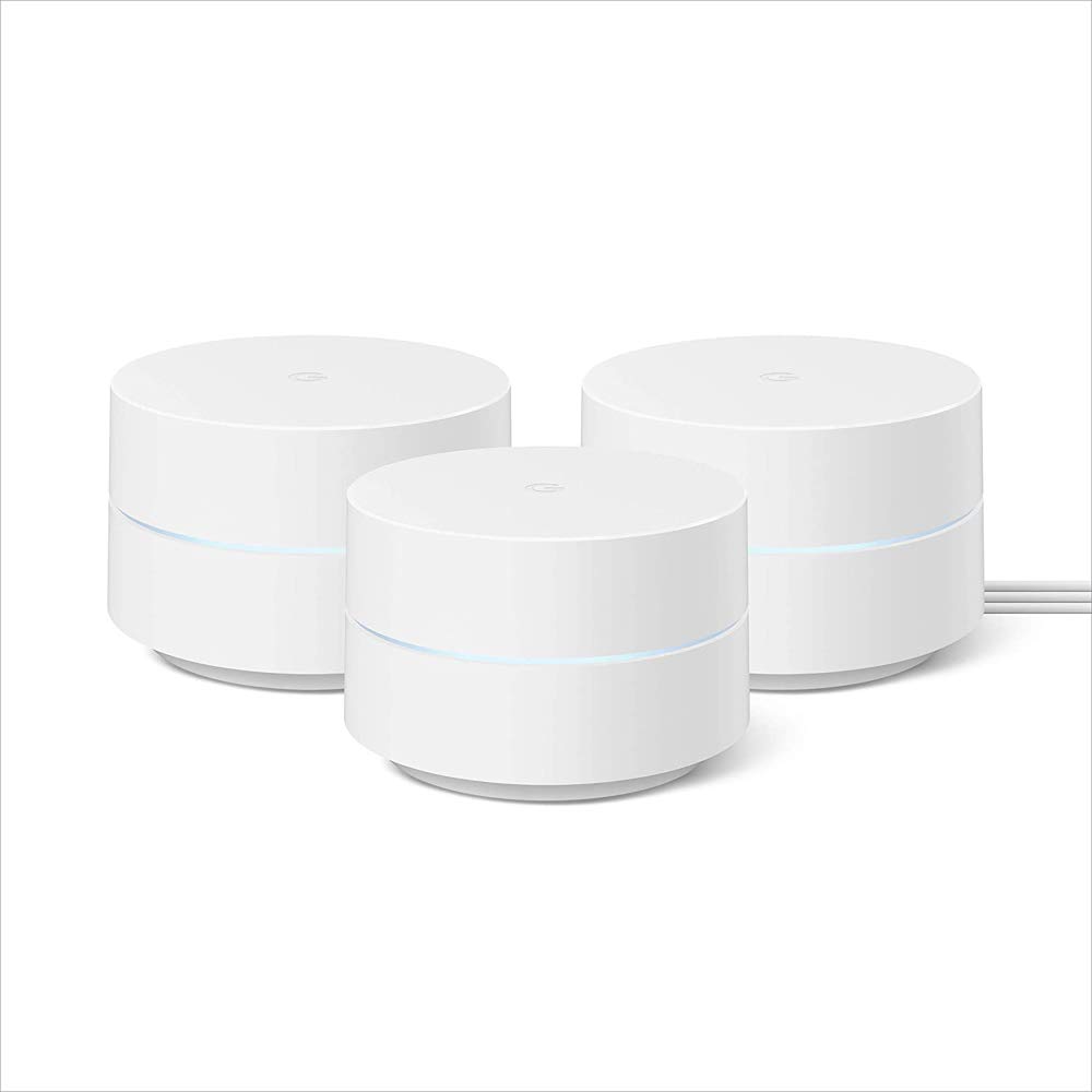 Google GA02434-US WiFi Mesh Network System Router AC1200 Point 3-Pack Bundle with 3X Deco Gear Google WiFi Outlet Wall Mount White and Professional Cable ZERObootCat6 Ethernet Patch Cable