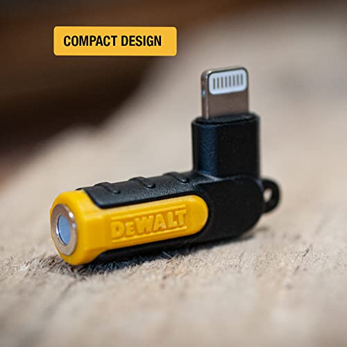 DEWALT 3.5mm to Lightning Adapter β 90-Degree Lightning Female to 3.5mm Male Headphone Jack Adapter for iPhone β Compatible Apple Lightning to 3.5mm Headphone Jack Adapter