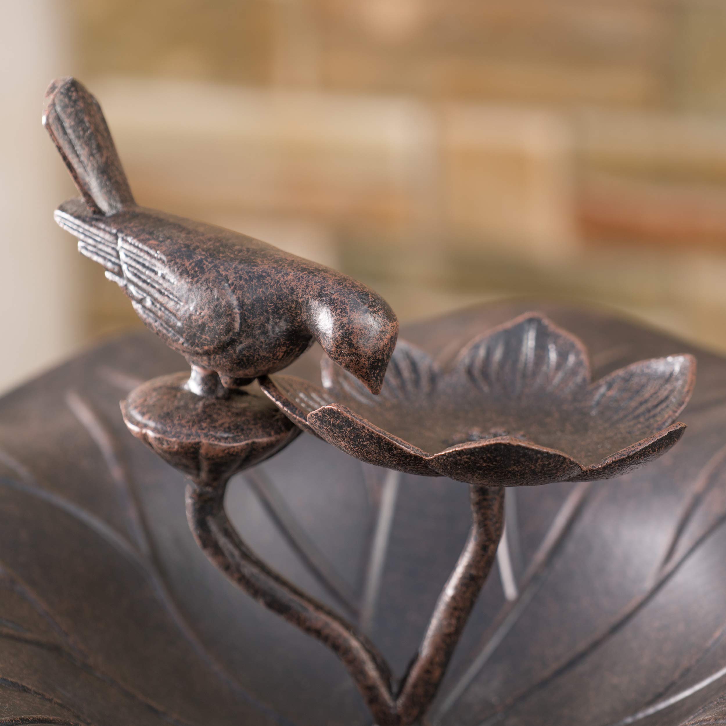 Christopher Knight Home Lancaster Outdoor Aluminum Top Bird Bath with Iron Base, Bronze