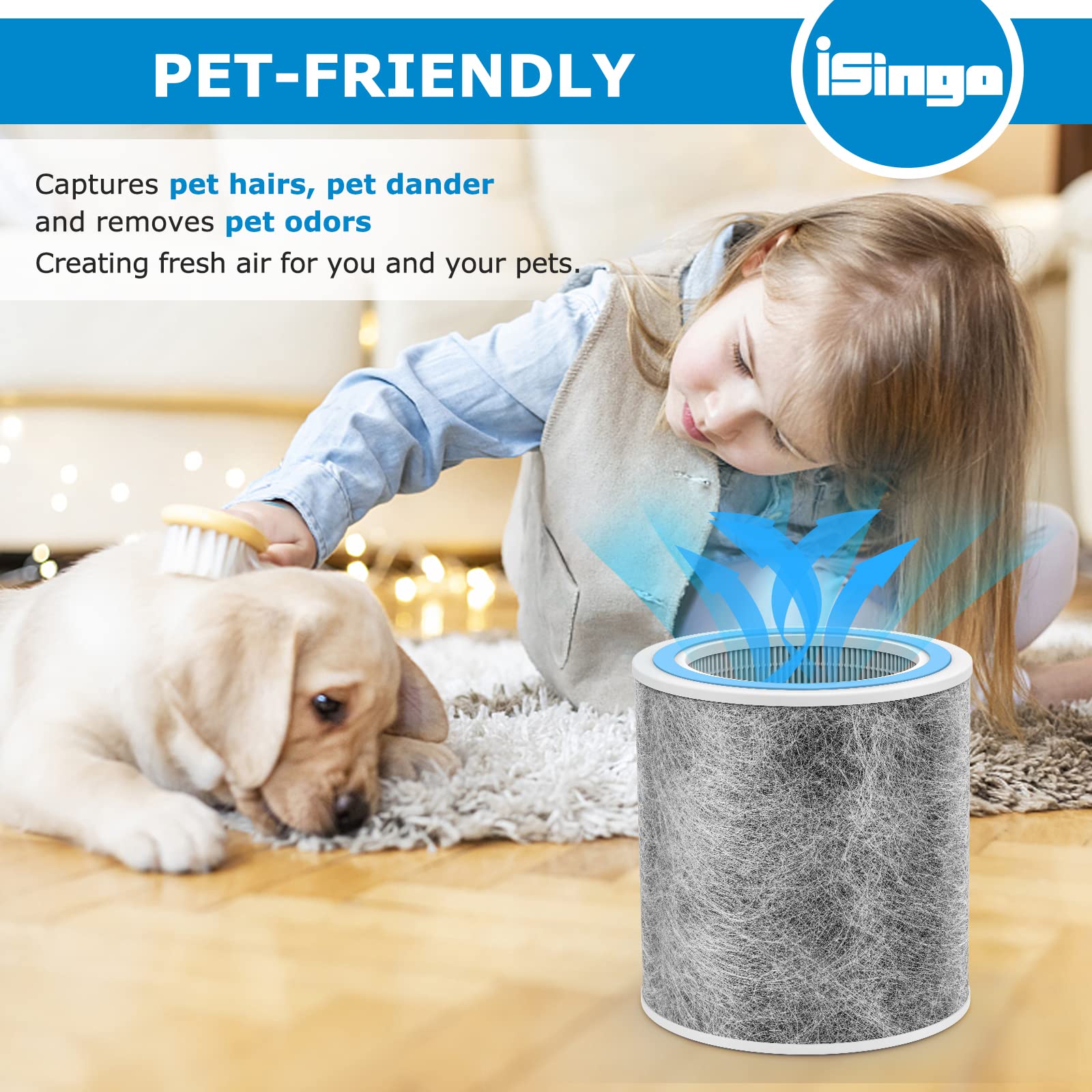 2 Pack HP102 Replacement Filter Compatible with Shark HP102, HC452, HP132, HC450, HC451, HC455 and HP102PET Air Pruri fier, True HEPA for 99.98% of Particles, Compare Part #HE1FKPET, HE1FKBAS