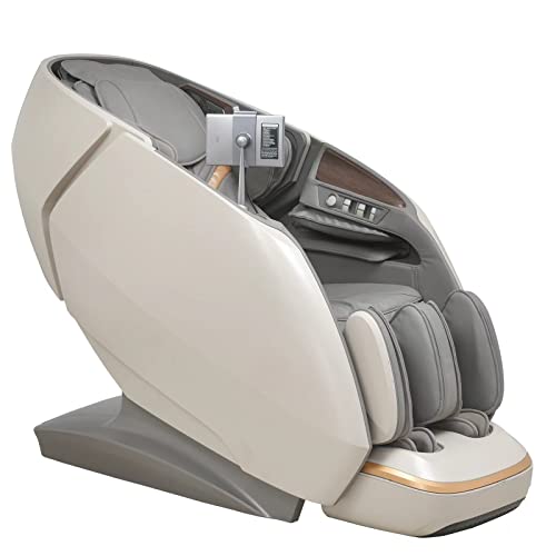 Alfine 4D Yoga Queen Massage Chair, Full Body Recliner with Flexible SL Track, Automatic Footrest Extension, 3D Calf & Foot Massage, Program Customization & Recall (Beige)