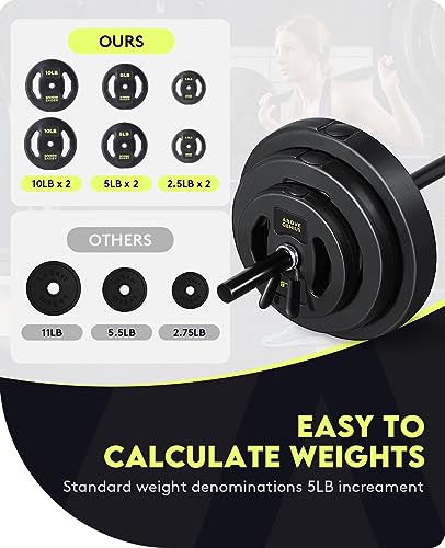 Abovegenius Barbell Weight Set for Lifting, 45 Lb Weight Bar Set with Adjustable Weights for Workout Bar for Home Gym (Black)