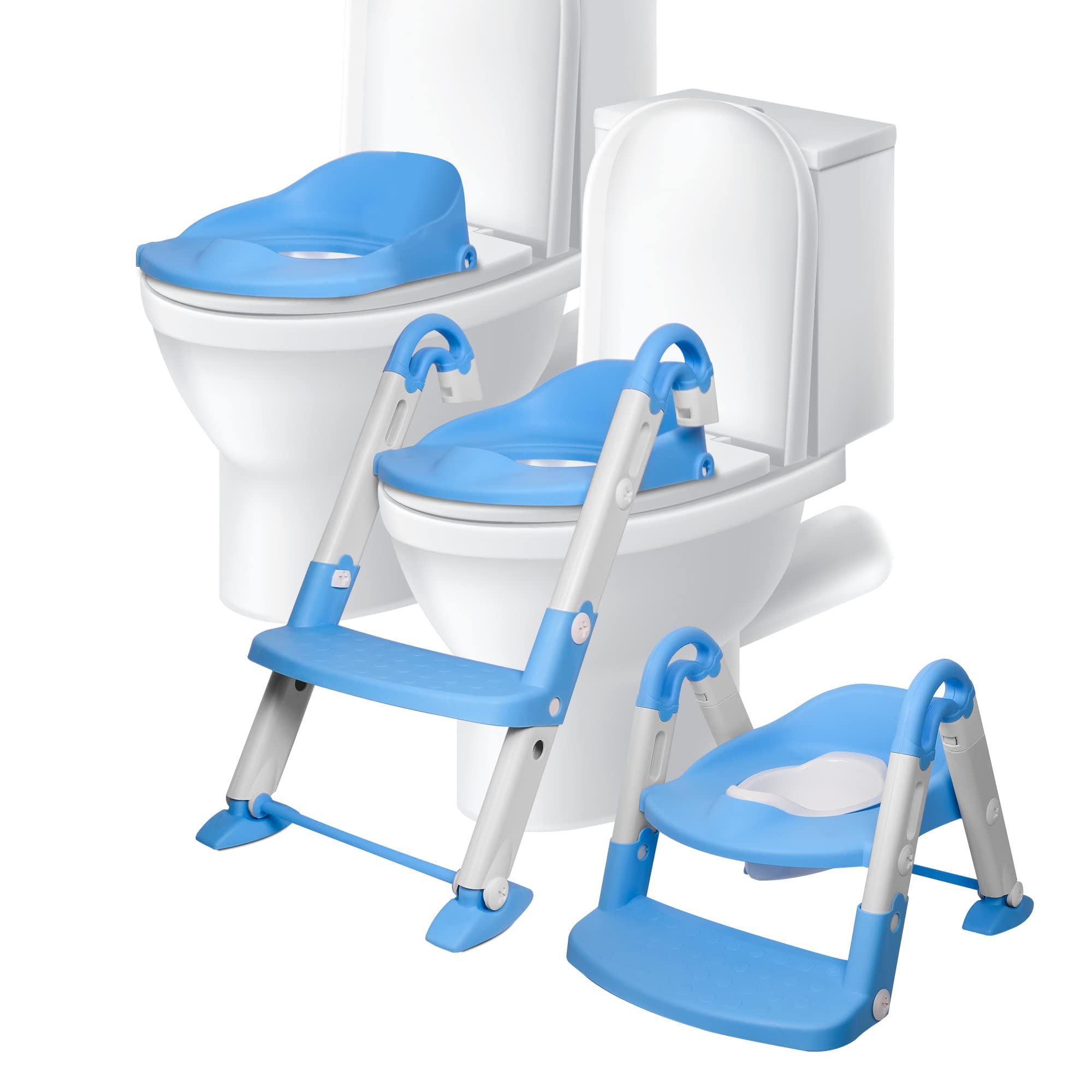 COLOR TREE Potty Training Seat with Anti-Slip Step Ladder, Toddler Toilet Seat Potty Training Toilet for Kids, Toddler Potty Seat for Toilet, Baby Toilet Potty Chair for Boys Girls,Blue
