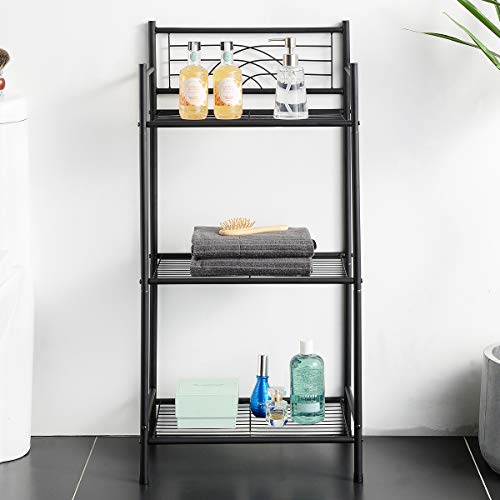 L&H UNICO 3-Tier Free Standing Wire Rack Durable Metal Shelving Storage Unit for Bathroom Laundry Kitchen Office, Black