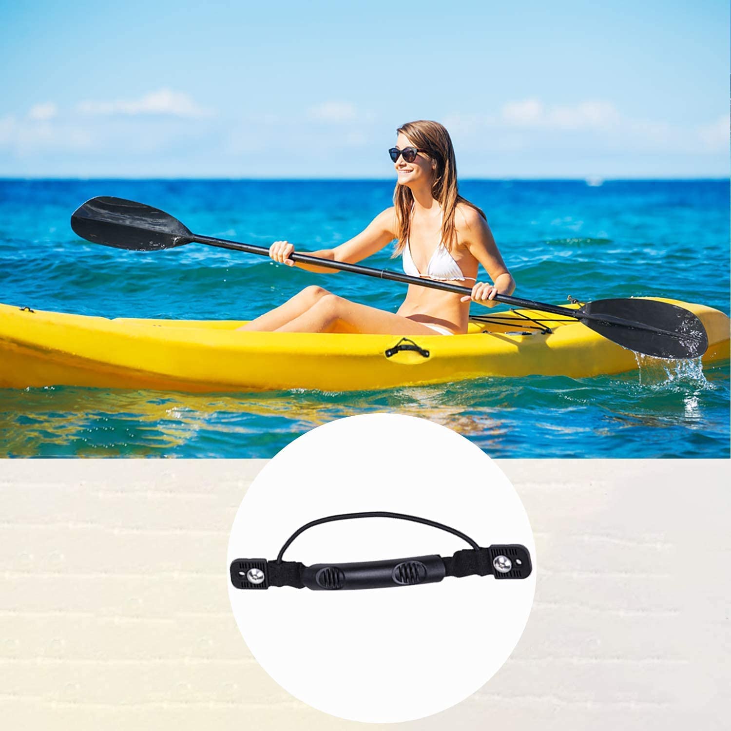 2 Pack Kayak Handles,Kayak Side Handle Mount with Screws and Bungee Paddle Holder Kit for Ocean Kayak Handle Luggage Handle Replacement Parts and Accessories