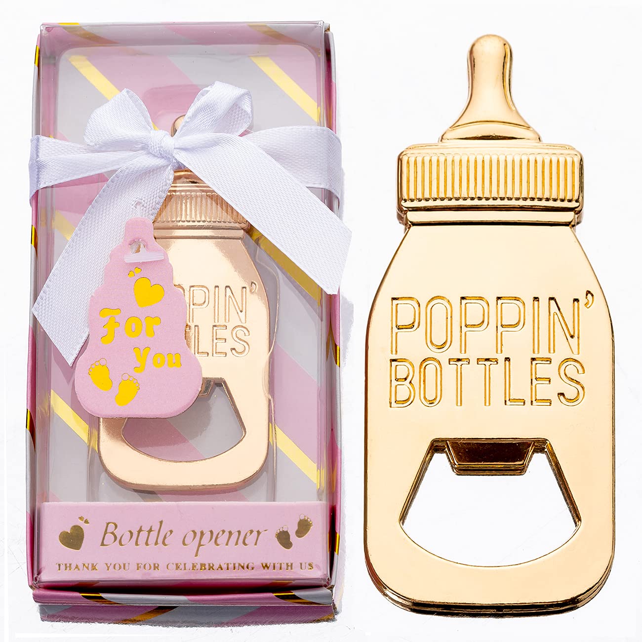 30pcs Baby Bottle Openers Baby Shower Favor for Guest, Baby Shower Giveaways Gift to Guest, Party Favors Gift or Party Decorations Supplies (30, pink)