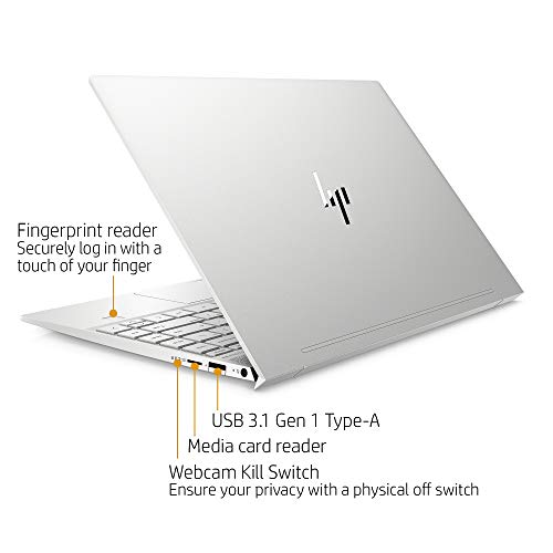HP Envy 13” Thin Laptop W/ Fingerprint Reader, FHD Touchscreen, Intel Core i7-8565U, 8GB SDRAM, 256GB SSD, Windows 10 Home (13-aq0005nr, Natural Silver)