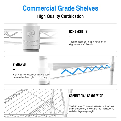 8 Tier NSF Corner Wire Shelf Shelving Unit, 20 x 20 x 82 Inch 400lbs Capacity Heavy Duty Adjustable Triangle-Shape Metal Storage Rack with Leveling Feet for Office Kitchen Bathroom and More - White