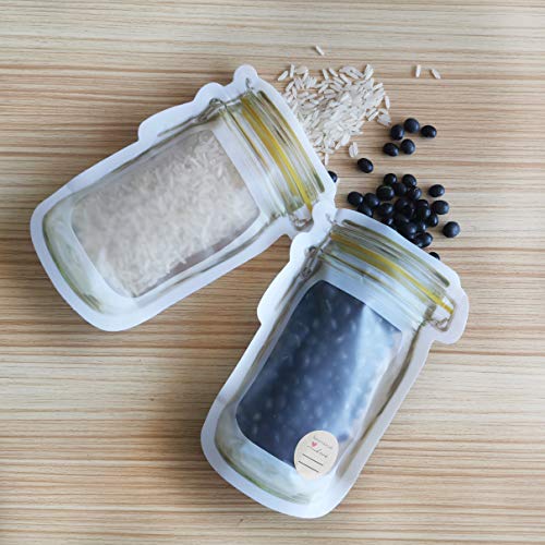 laffeya Candy Nut Bag, 24pcs Mason Jar Bag, Reusable Zipper Bags, Fresh Bags, Leakproof Snacks Sealed Storage Bags, Food Saver Bags