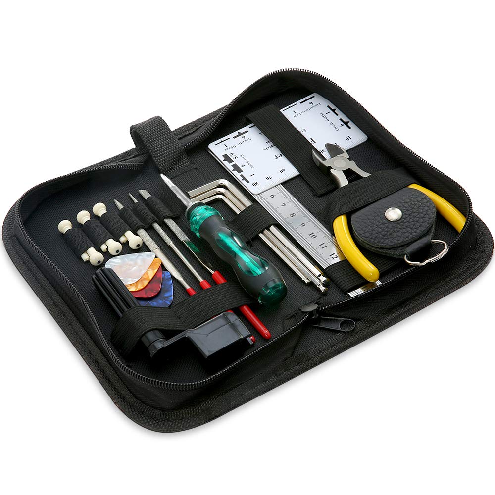 23 Pieces of Guitar Repair Kit, Guitar Tools,Installation Tool Kit, Guitar String Tool,Suitable for: Electric Guitar, Bass, Mandolin, Banjo, Ukulele, Acoustic Guitar, Etc.