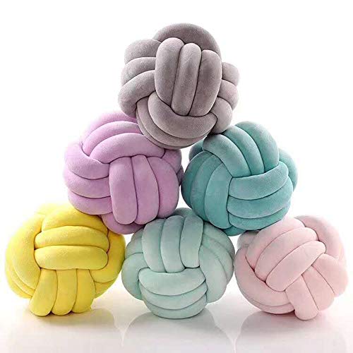 CinYana Knot Ball Throw Pillow Plush Toy Household Decoration Bed Room Office Sofa Couch Decor Simple Knotted Pillow 3-Strand Cotton Ropes Weaving (13.8", Blue)