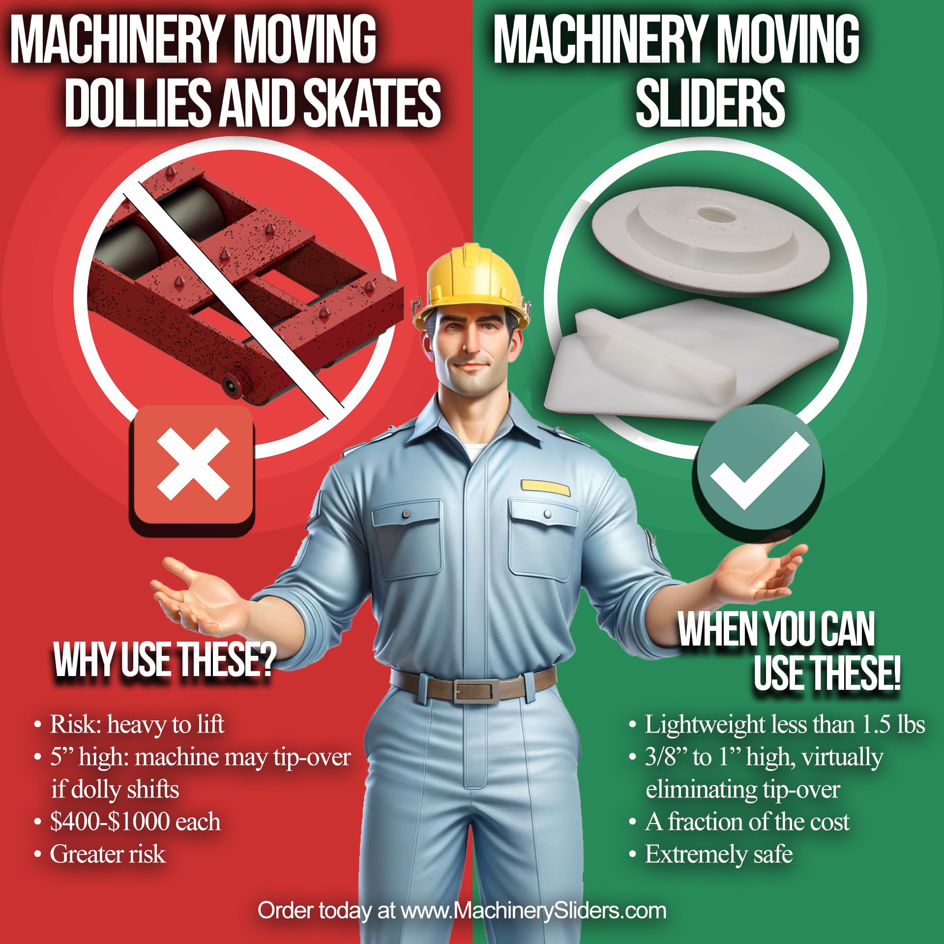 8-ct Machinery Sliders, 10-ton Cap Ea, Compare to Heavy Equipment Machine Moving Dolly, Skates, (4-Multirectional + 4 Single Direction Set)
