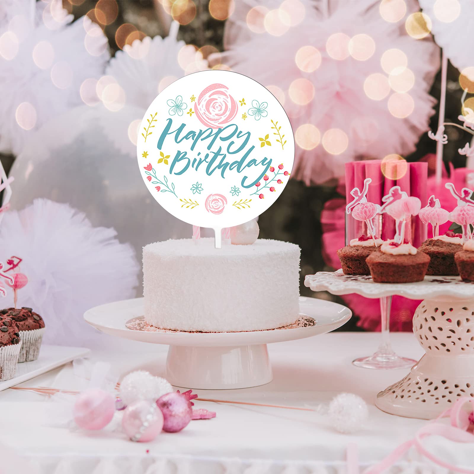 2 Pieces 5 Inch Round Acrylic Cake Toppers Round Clear Cake Topper Blanks DIY Birthday Cake Topper for Personalized Custom Wedding, Birthday Festival Party Cake Decorations