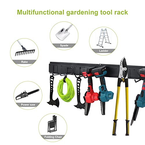 Garage Tool Storage Rack, Heavy Duty Garden Tool Holder Organizer Steel Hooks Wall Mounted Mop & Broom Storage Tool Rack with 7 Hooks Holds Garden Yard Tools,Christmas Gift for Men Dad