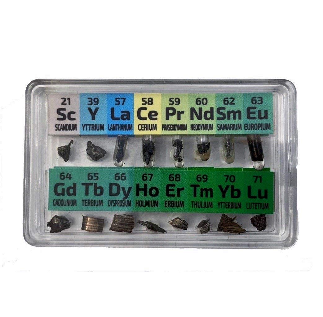Rare Earth Micro Element Set. Scandium, Yttrium, Lanthanum, Cerium, Praseodymium, Neodymium, Europium, Gadolinium, Terbium, Dysprosium, Holmium, Samarium, Erbium, Thulium, Ytterbium, Lutetium.