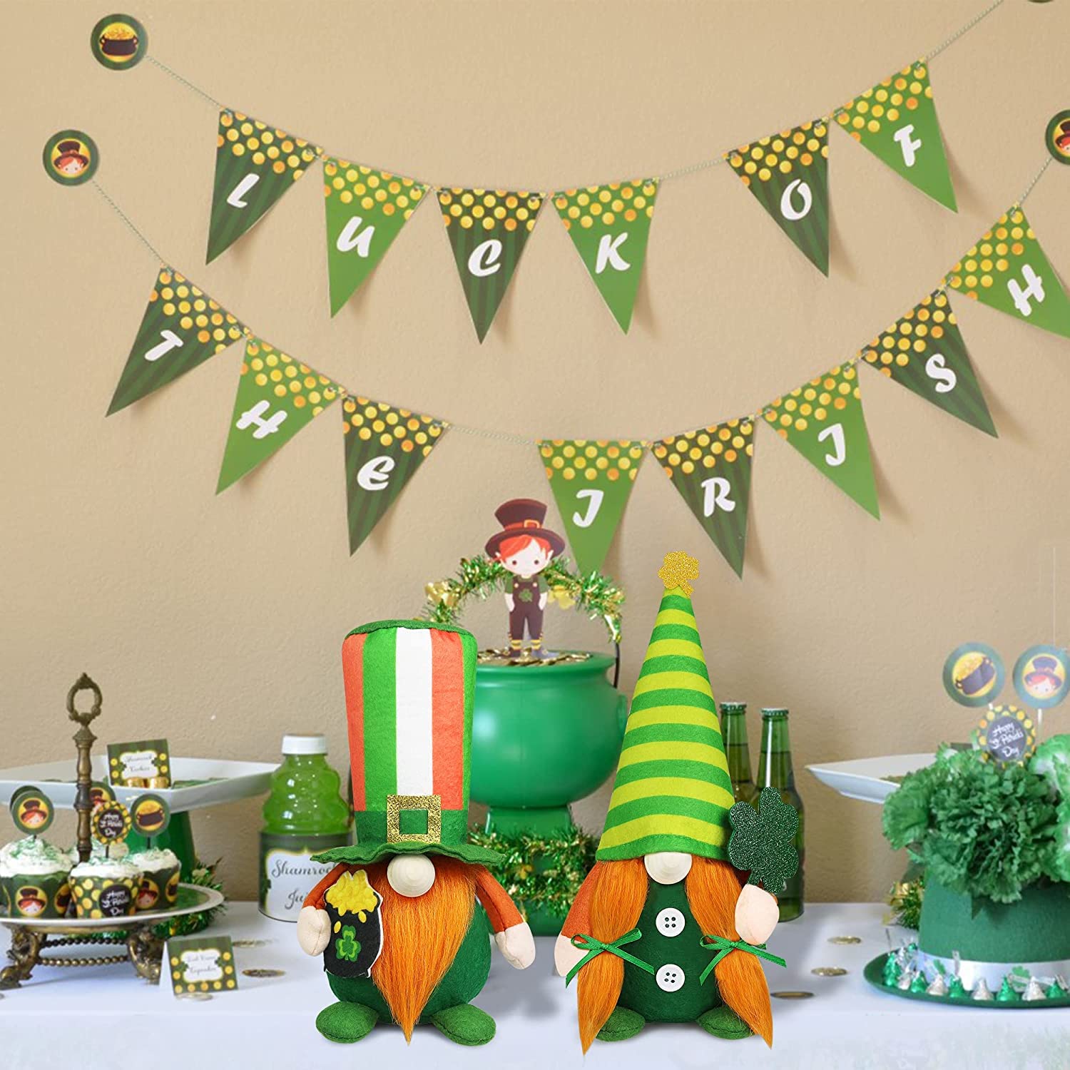 Anlass 2pcs St. Patricks Day Gnome Handmade Gnome Faceless Plush Doll, St Patricks Day Gifts for Him/her St Patricks Day Decor for Home and Garden (st Patrick gnome)