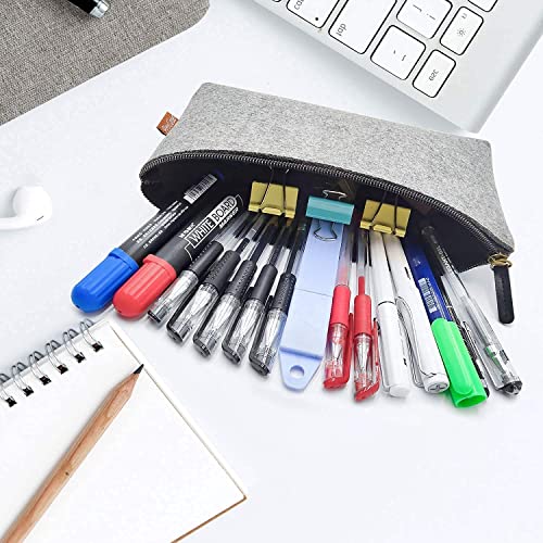 ProCase [2 Pack Black Small Pencil Bag Pen Case Bundle with [2 Pack] Grey Large Pencil Bag Pen Case