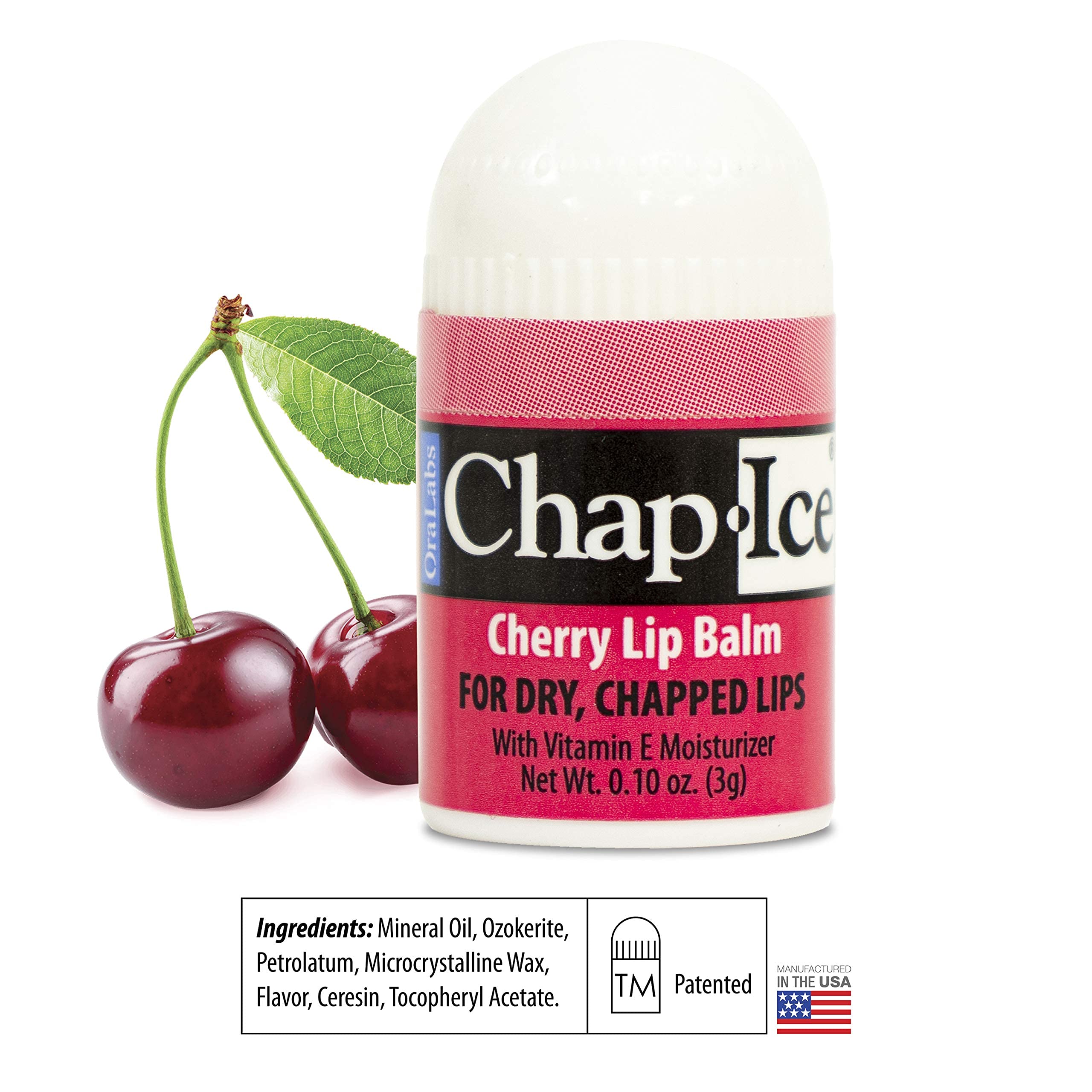Chap-Ice® | 12-Count Assorted Mini Lip Balm Pack & 1 Lip Balm Keychain with Swivel Clip | Made in USA | 4 Flavors - Cherry, Citrus Orange, Kiwi Lime, & Beeswax (0.10oz/3g Each)