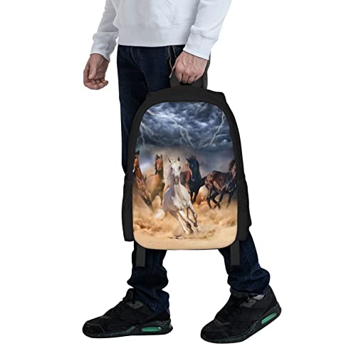 ALIFAFA Cool Horse School Backpack Running Horse In Lightning Bookbag for Boys Girls Elementary Middle High College School Casual Travel Bag Computer Laptop Daypack Rucksack, 17 Inch