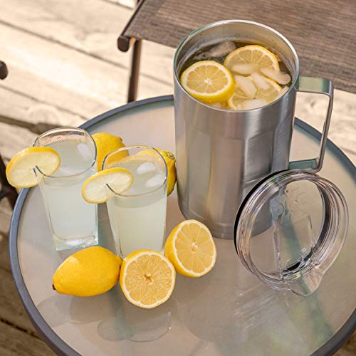 XPAC 84-Ounce Sweat-Free Beverage/Water Pitcher with Lid, Stainless Steel, Vacuum Insulated, Keeps Drinks Cold For Hours