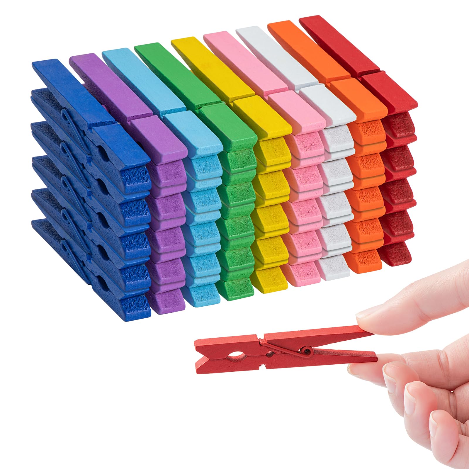55pcs Clothespins, 2.9'' Heavy Duty Colored Wooden Clothes Pins, Multi-Purpose Colorful Clothing Pins, Wood Clips for Arts & Crafts Pictures Classroom Photos, Rust Resistant, Laundry