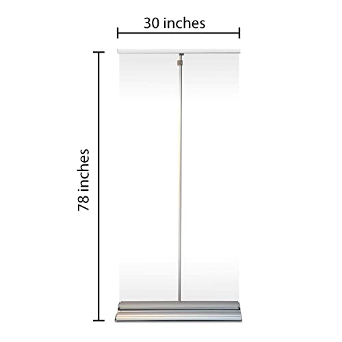 BannerBuzz Floor Standing Sneeze Guard - Full Tarp with Steppy Retractable Stand Isolation Barrier - Clear Film Protective Shield for Cafes, Retail Stores, Cashier, Receptionist (2.5' x 6.5')