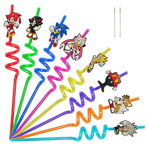 24Pcs Birthday Party Supplies Reusable Drink Straws With 2 Cleaning brushes Themed Party Favors