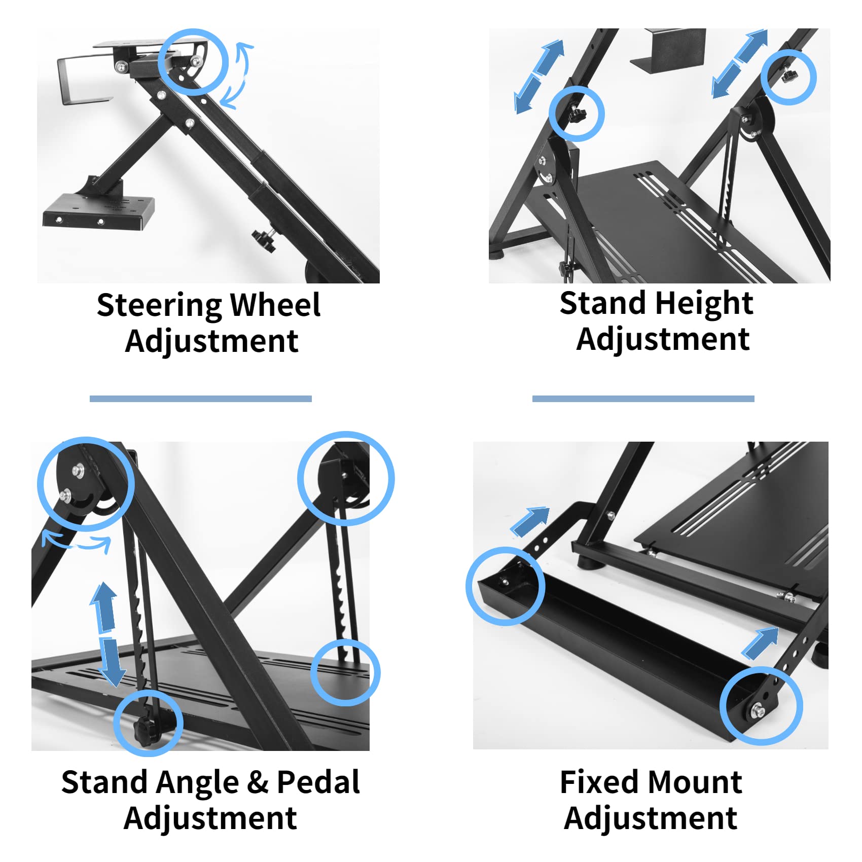 Anman Foldable Sim Racing Wheel Stand with Fixed Slot Fit for Logitech G25 G27 G29 G920 G923 Fanatec Thrustmaster Racing Simulator Tilt Adjustable Steering Wheel Stand,Wheel & Pedal Not Included