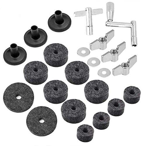 23PCS Cymbal Replacement Accessories, Cymbal Stand Felts, Drum Cymbal Felt Pads Include Wing Nuts, Felt Cymbal Sleeves with Base Wing Nuts, Washer, Sleeves and Base Wing Nuts Replacement (Gray)
