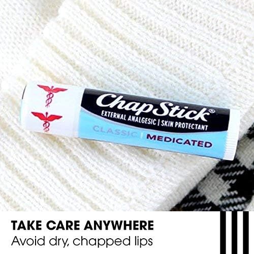 Chapstick Classic Medicated Lip Balm & Skin Protectant Tube, Relieves Chapped Lips, 0.15 Ounce Each (1 Blister Pack of 2 Sticks), 2 Count (Pack of 1)
