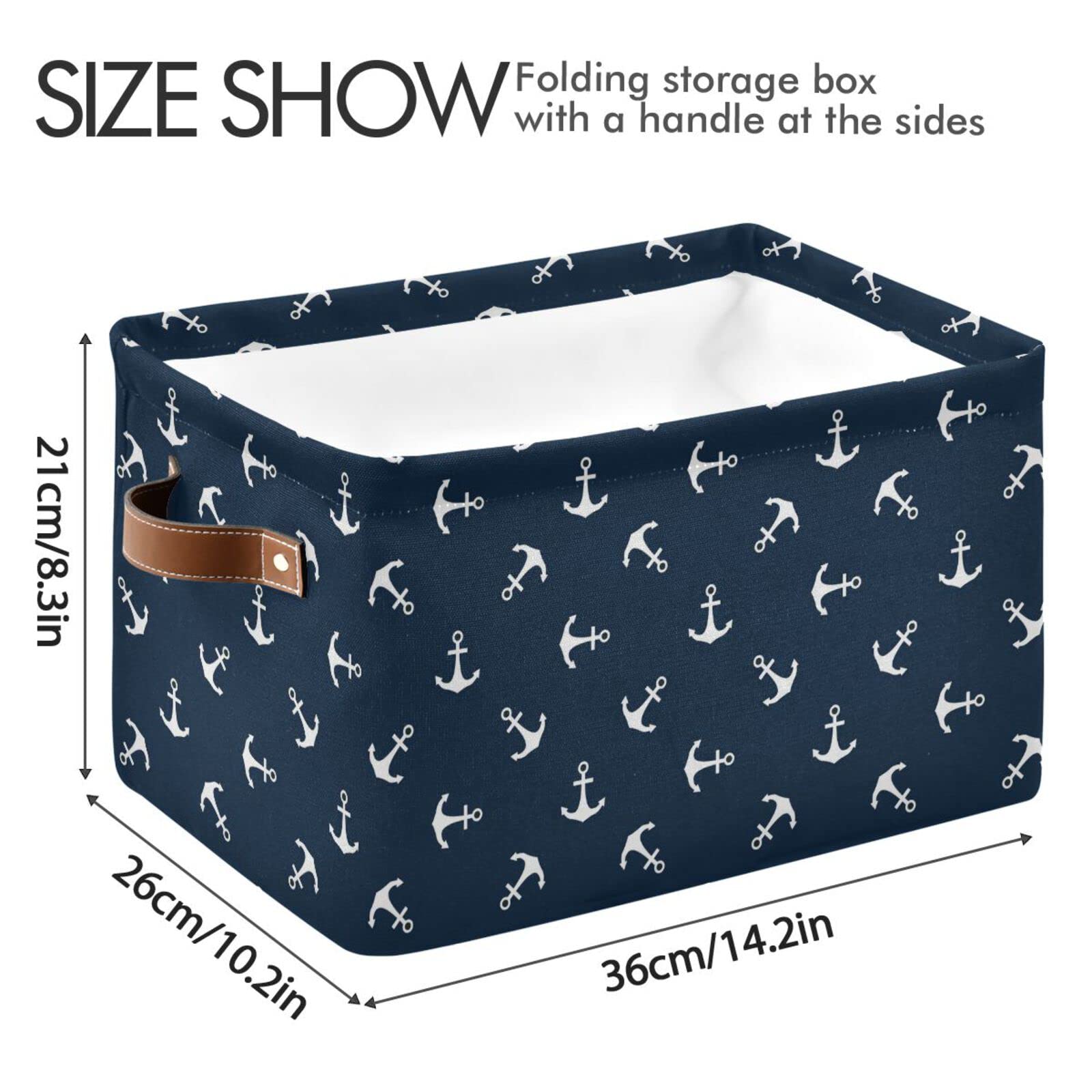 ALAZA Nautical Ocean Sea Anchor Foldable Storage Box Storage Basket Organizer Bins with Handles for Shelf Closet Living Room Bedroom Home Office 1 Pack