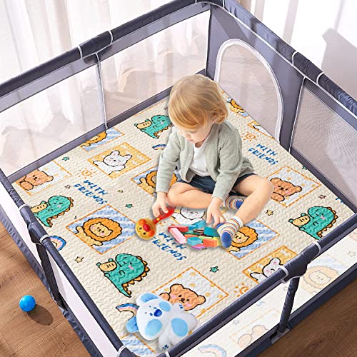 Baby Playpen Mat 50" X 50" Baby Play Mat,[PLAYPEN NOT Included!!] Thicken One-Piece Crawling Mat,Non Slip Washable Baby Mats for Playing, Baby Playmat Floor Mat for Babies, Toddlers