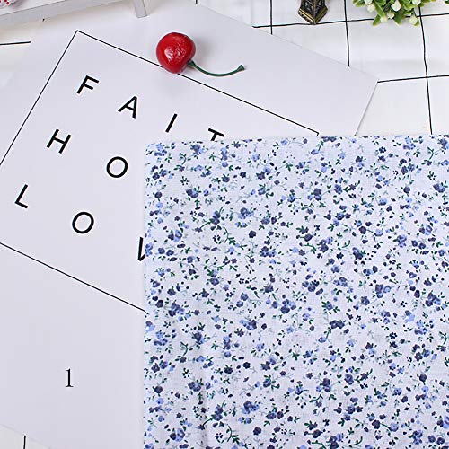 liuqingwind Quilting Fabric 7Pcs 25x25cm Floral Patchwork Cotton Fabric Plain Cloth for DIY Sewing Quilting Navy Blue