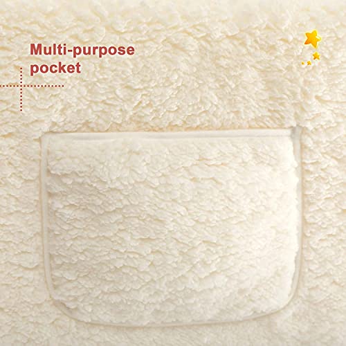 ALIMORDEN 2-in-1 Flip Out Extra Wide Cuddly Sherpa Toddler Couch, Convertible Sofa to Lounger, Cream