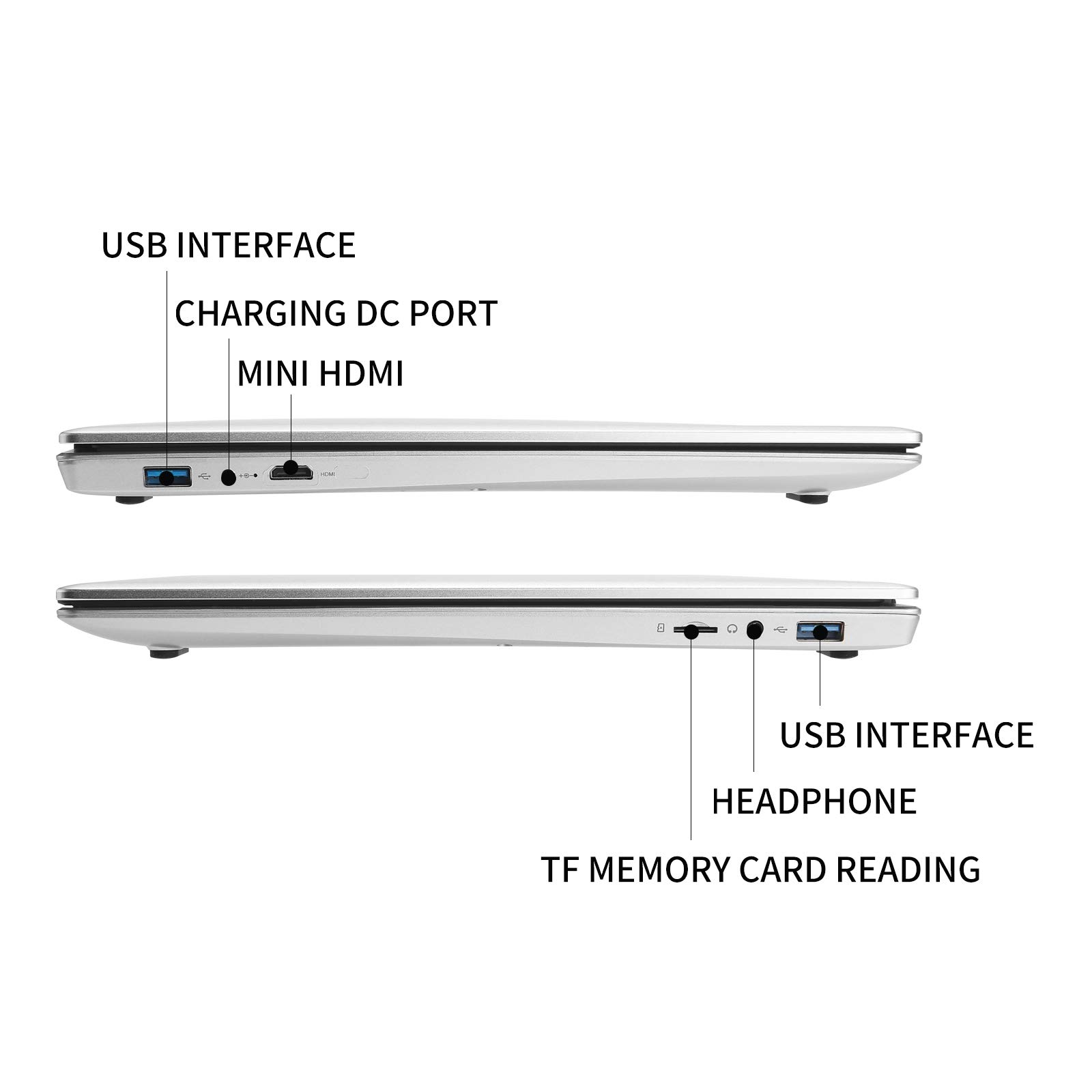 2021 15.6-inch Laptop 8G + 256G celeron J4115 high-Performance Quad-core CPU, 2PCS 4500mAh can Work continuously for 6-8 Hours, WiFi, HDMI, Bluetooth 4.0, Windows 10 (Silver 8G+256G)