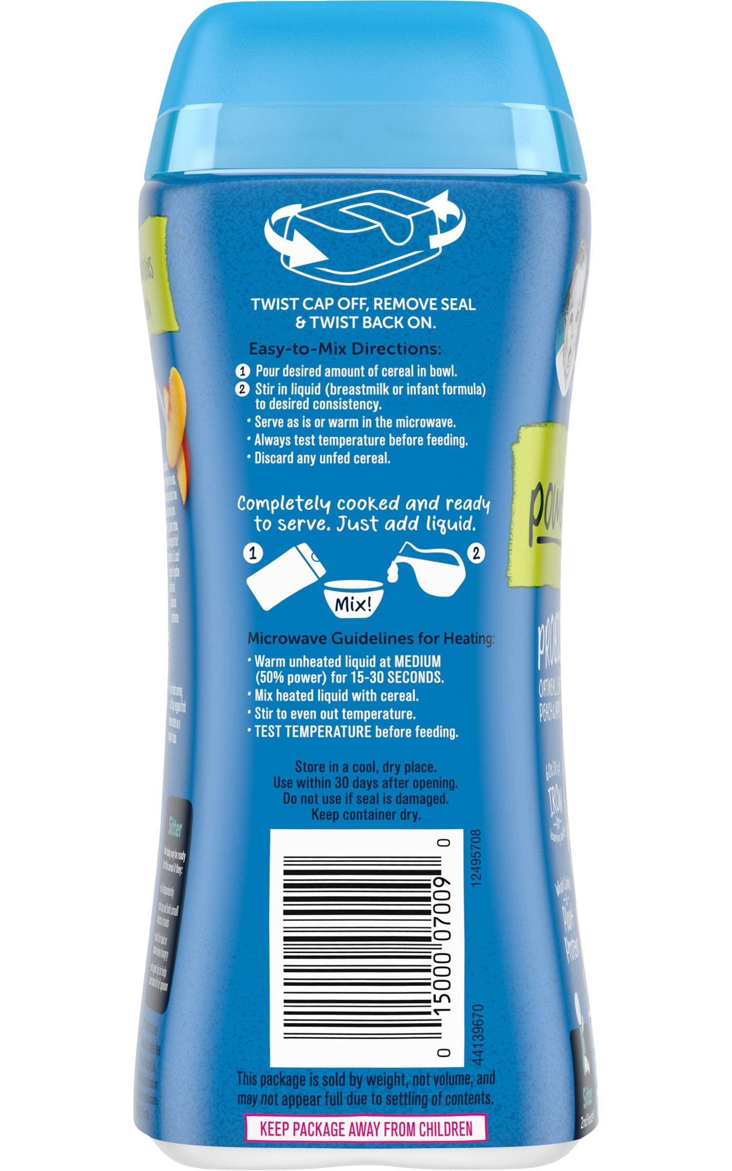 Gerber Baby Cereal Probiotic Oatmeal & Peach Apple Baby Cereal Canister, 8 oz