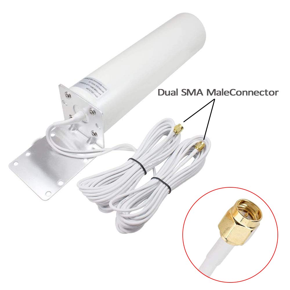 High Gain 10-12dBi Wide Band Outdoor Wall Mount Dual SMA 3G/4G LTE Antenna for 4G LTE Router Modem Gateway Mobile Cell Phone Signal Booster Cellular Amplifier