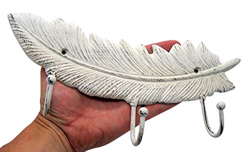 Large Feather Cast Iron Wall Hook, 5 3/4 Inch