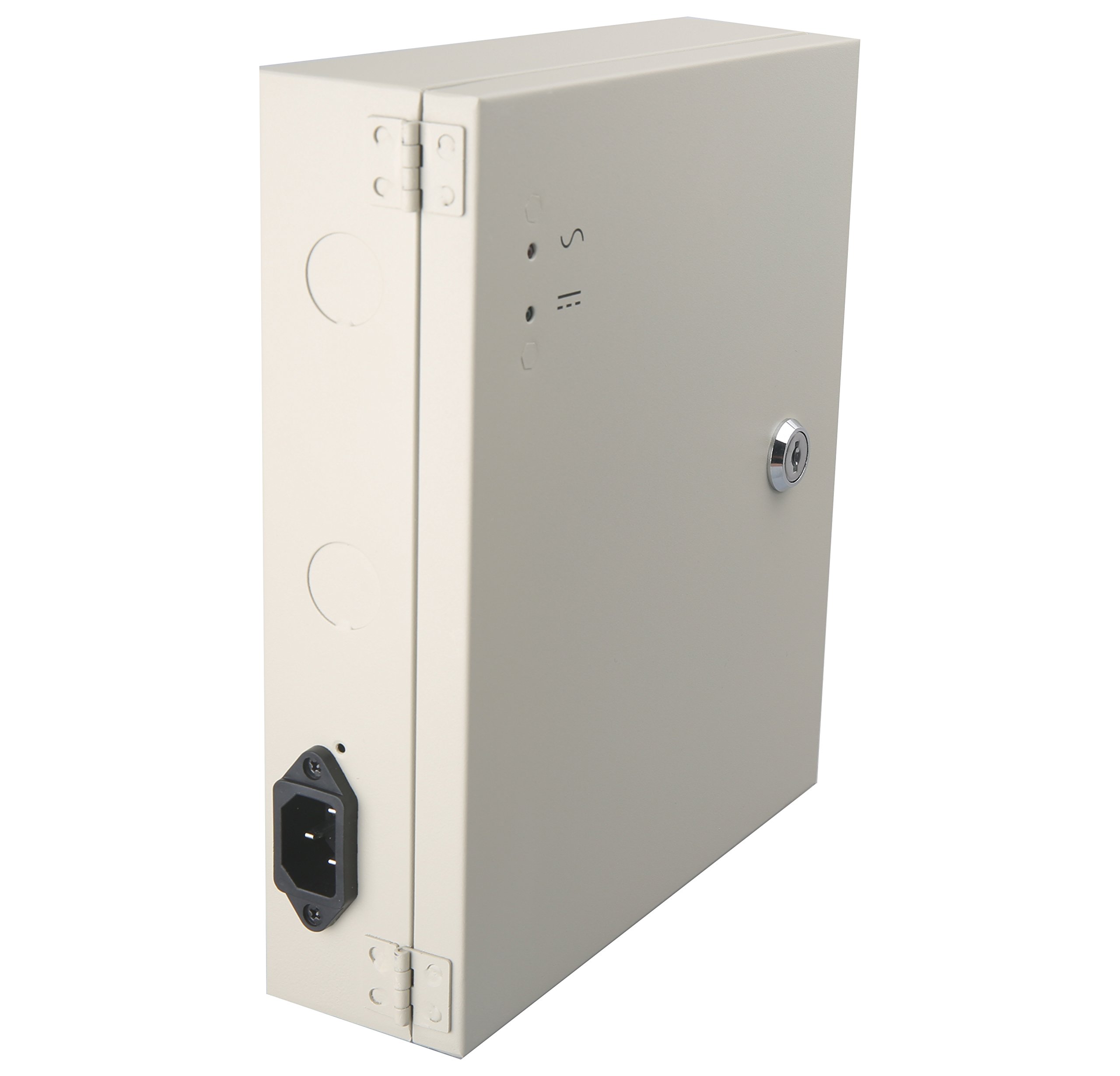 EVERSECU 18 Channel DC12V 30 Amp Reset Fuse CCTV DC Distributed Power Box with AC Plug and Lock for Security Cameras, DVRs, CCTV Power Supply