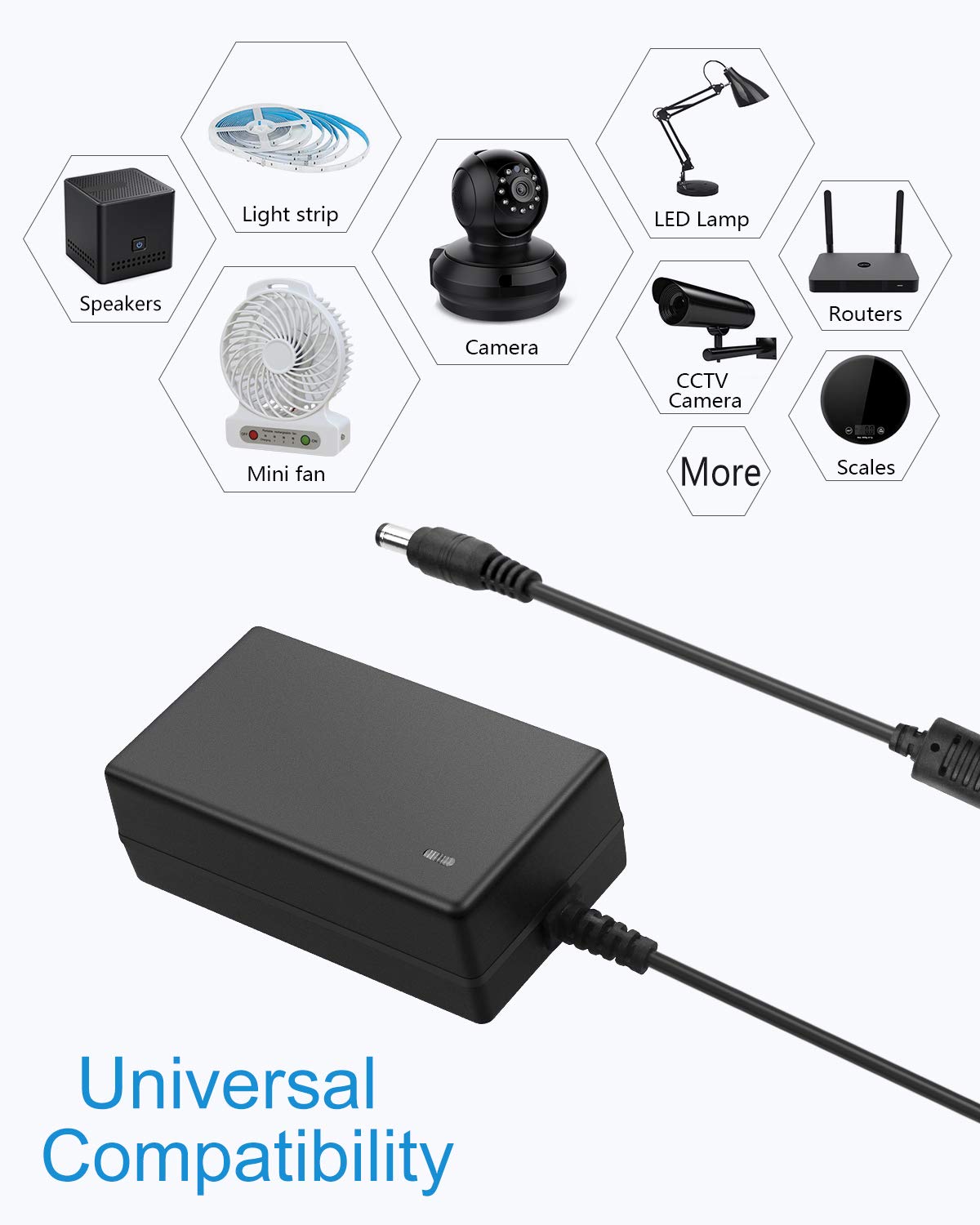 ALITOVE 12V 3A Power Supply Adapter 100~240V AC to DC 12 Volt 3 Amp 36W Converter 12 vdc 3000mA 2.2A 2.4A 2.5A 2.8A Available 5.5mm x 2.5mm 2.1mm for LED Strip Light CCTV Security Camera Router