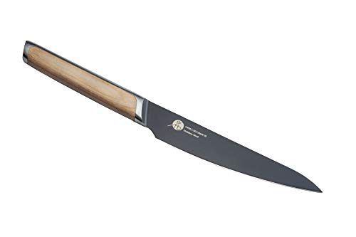 Everdure German Steel Professional Utility Knife, 6 Inch Knife with Titanium Coated Blade and Pakka Wood Handle, Perfect Kitchen Knife for Slicing Sandwiches, Cheese, Vegetables, and More