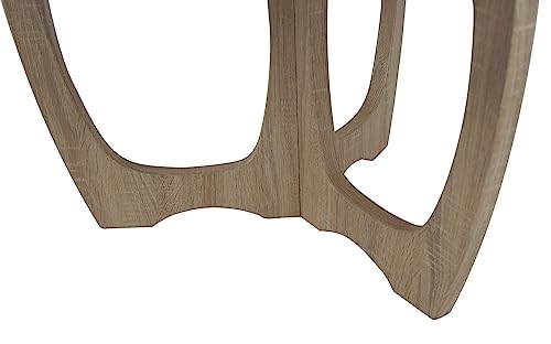 FINECASA Wooden Curved Leg Round Coffee Table , Accent Couch,Home Decoration, Living Room Tables, 35.5 x 18 Inches, Natural